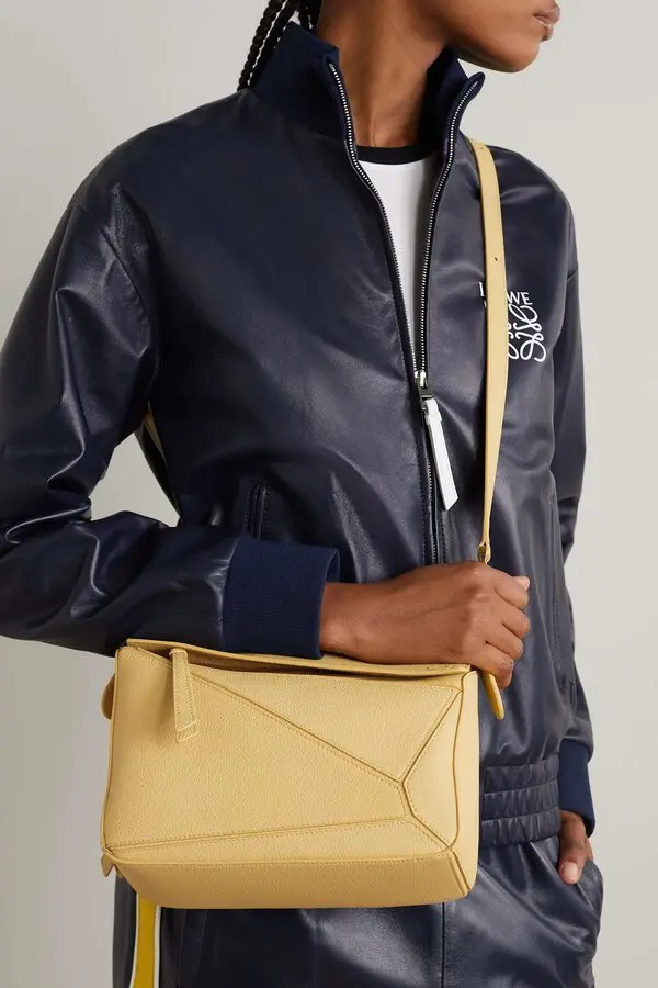 Loewe Puzzle Small Textured-Leather Shoulder Bag - Pastel Yellow